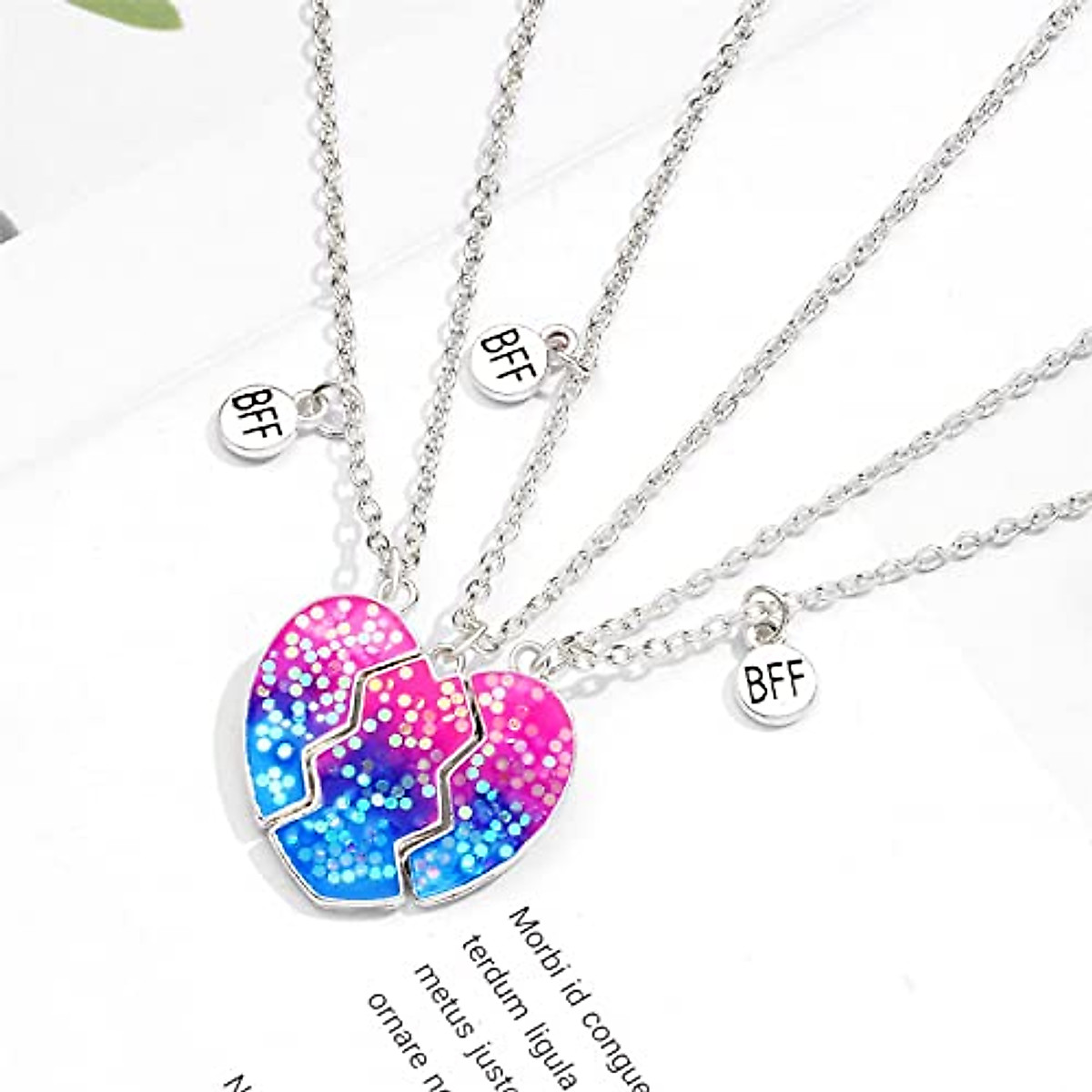3Pcs Cute Half Broken Heart Koala Panda Engraved BFF Pendant Necklace for Best Friend Women Girl Men Boy Lovely Love Heart Animal Necklace Friendship Jewelry Birthday Gift-C heart