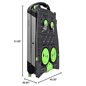 CLAX® The Original | Made in Germany | Multi Use Functional Collapsible Carts | Mobile Folding Trolley | Storage Cart Wagon | Shopping Cart with 2 Storage Crates (Green)