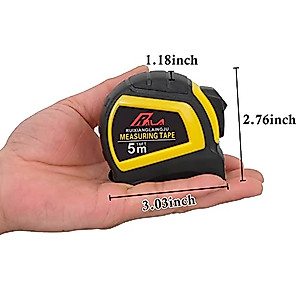 Auto-Lock Measuring Tape, 16-Feet (5M) Dual Side Retractable Tape Measure, Inch/Metric Scale, MID Accuracy, for Electricians, Carpenter, Surveyors and Engineers, with Rubber Protective Casing