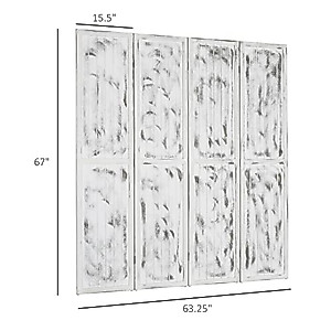HOMCOM 5.5' Tall 4-Panel Room Divider and Folding Privacy Screen, Woodgrain Freestanding Privacy Divider, Partition Wall, Rustic White