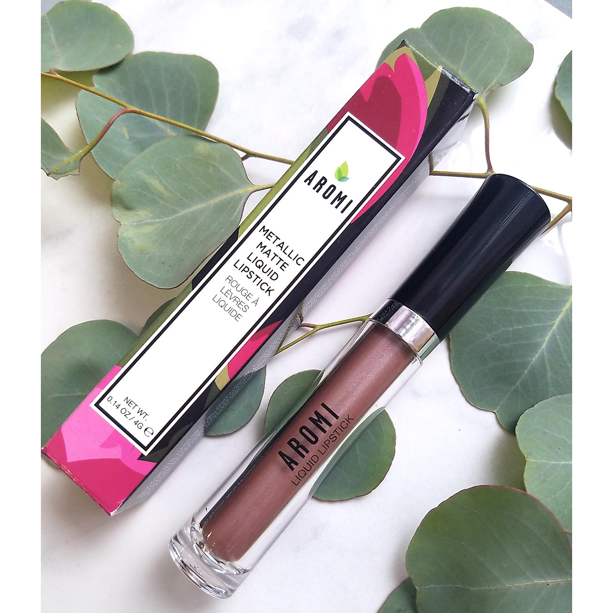 Aromi Metallic Liquid Lipstick | Smudge and Smear Proof, Long-lasting, Light Brown, Nude Lip Color with Shimmery Finish, Vegan, Cruelty-free, Gluten Free (Brown Sugar)