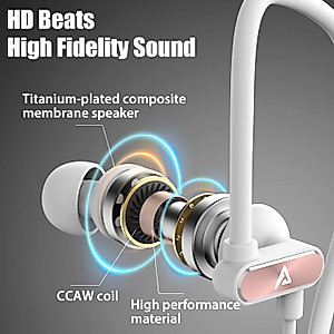 ADPROTECH Lightning Headphones iPhone Earbuds with Ear-Hook Sports Earphones for iPhone 14 13 12 11 Pro Max iPhone X XS Max XR MFi Certified with Mic Rose Gold