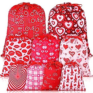 18 Pieces Large Wedding Gift Bags with Drawstring Valentine Gift Bags Anniversary Gift Bag for Weddings Party Supplies Valentine Classroom Exchange Gifts for Kids