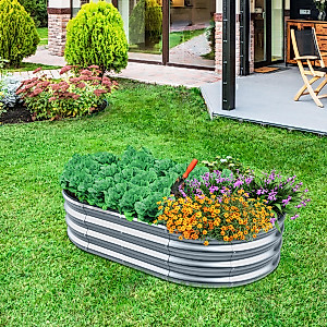 EZIOSS Raised Garden Bed -4×2×1ft Galvanized Planter Box for Outdoor Gardening and Planting, Ideal for Vegetables and Plants