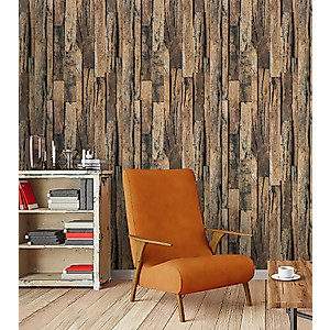 CiCiwind Peel and Stick Wallpaper Brown Wood Contact Paper Removable Self Adhesive Wallpaper Shiplap Vintage Wood Grain Wallpaper for Bedroom Bathroom Kitchen Cabinet 17.7" X 78.7"
