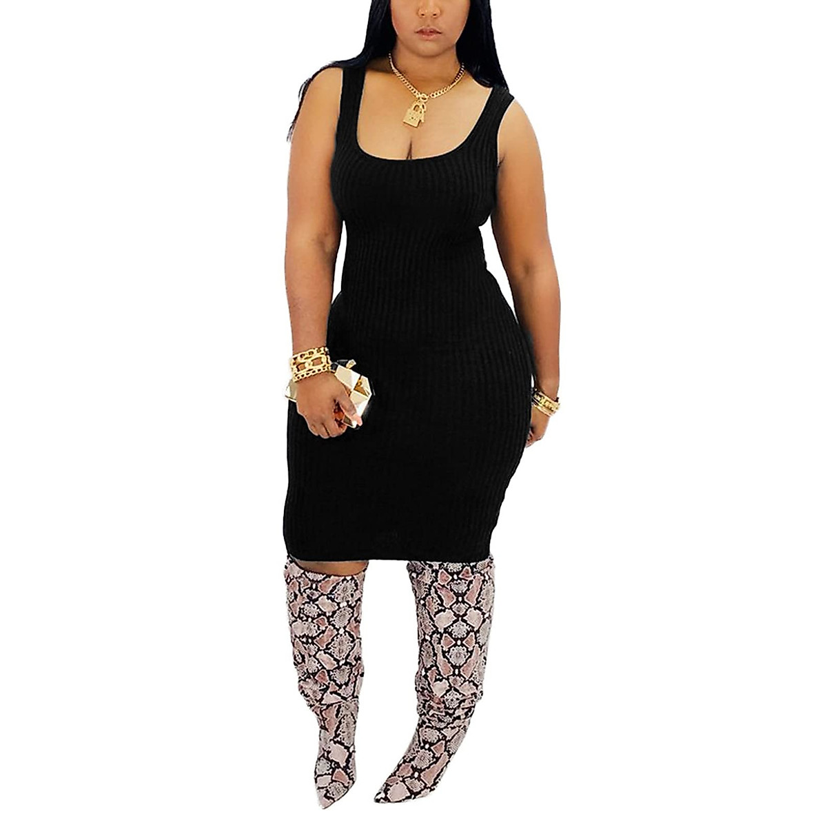 Famnbro Women's 2 Piece Winter Outfits Cable Knit Turtleneck Cropped Sweater Bodycon Midi Dress Sets