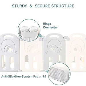 Fortella Cloud Castle Foldable Playpen, Baby Safety Play Yard with Whiteboard and Activity Wall, Indoors or Outdoors (Gray, 14 Panel)