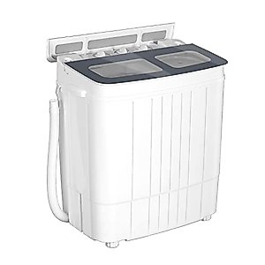 INTERGREAT Portable Washing Machine Mini 17.6 Lbs Compact Washer Machine and Dryer Combo, Small Twin Tub Washer with Spin Cycle for Camping, Laundry, Apartments, Dorms, College Rooms, Rv’s (Grey)
