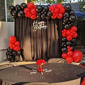 Red Black Balloons Garland Arch Kit,120Pcs Black and Red Party Balloons Different Size for Graduation Birthday Anniversary Baby Shower Casino New Year Party Decorations Supplies