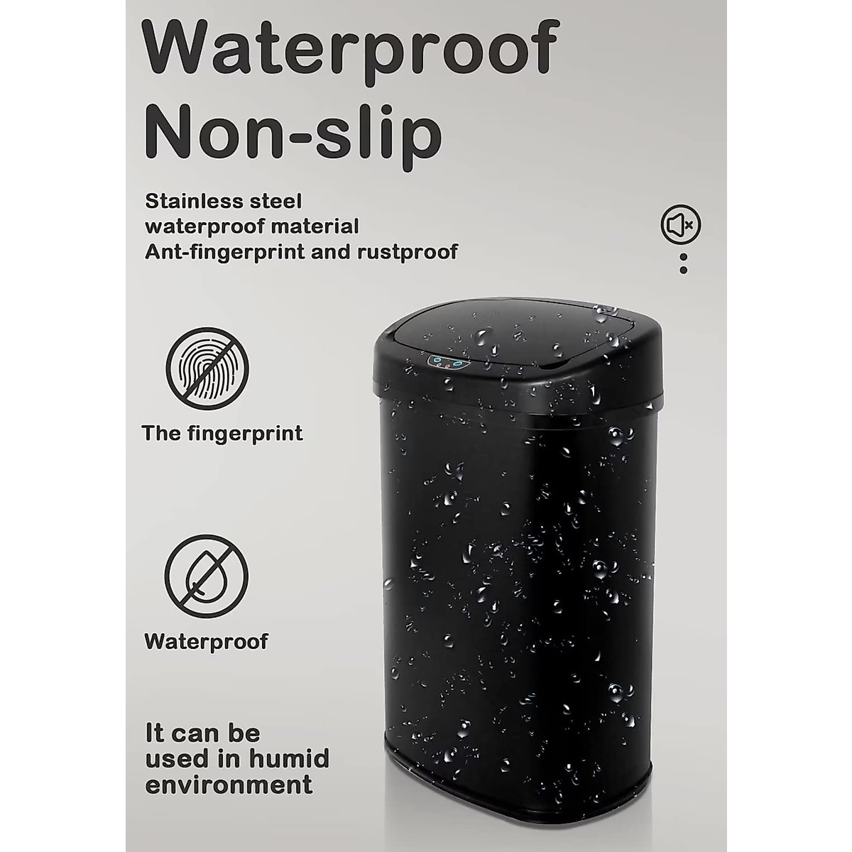 YIQIEDEY Automatic Trash Can Touchless Stainless Steel Trash Can 13 Gallons Large Size Mute Kitchen Trash Can with Odor Control System Suitable for Kitchen, Bathroom, Room, Office (Black)