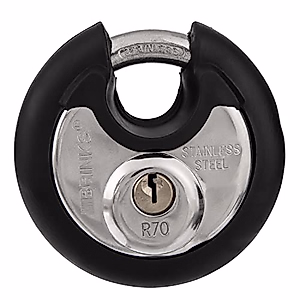 BRINKS - 70mm Commercial Stainless Steel Keyed Discus Padlock - Stainless Steel Body with Stainless Steel Shackle,Black
