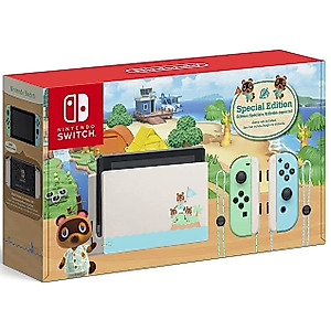 Nintendo Switch Console - Animal Crossing: New Horizons Edition - Pastel Green and Blue Joy-Con, 6.2" Touchscreen LCD Display, WiFi, Bluetooth (Renewed)