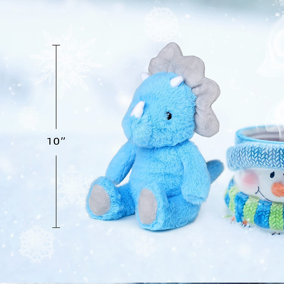 VANLINNY Blue Dinosaur Stuffed Animals, 9" Valentines Day Gifts for Kids, Soft Stuffed Dinosaur Toys, Cute Triceratops Figure, Birthday Xmas Gifts for Boys and Girls 3 4 5 6 7 8