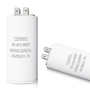 30UF CBB60 Motor Run Capacitor, 450VAC 50/60HZ Cylindrical Capacitor for Motor Run, Washing Machines, Air Conditioners and Water Pumps