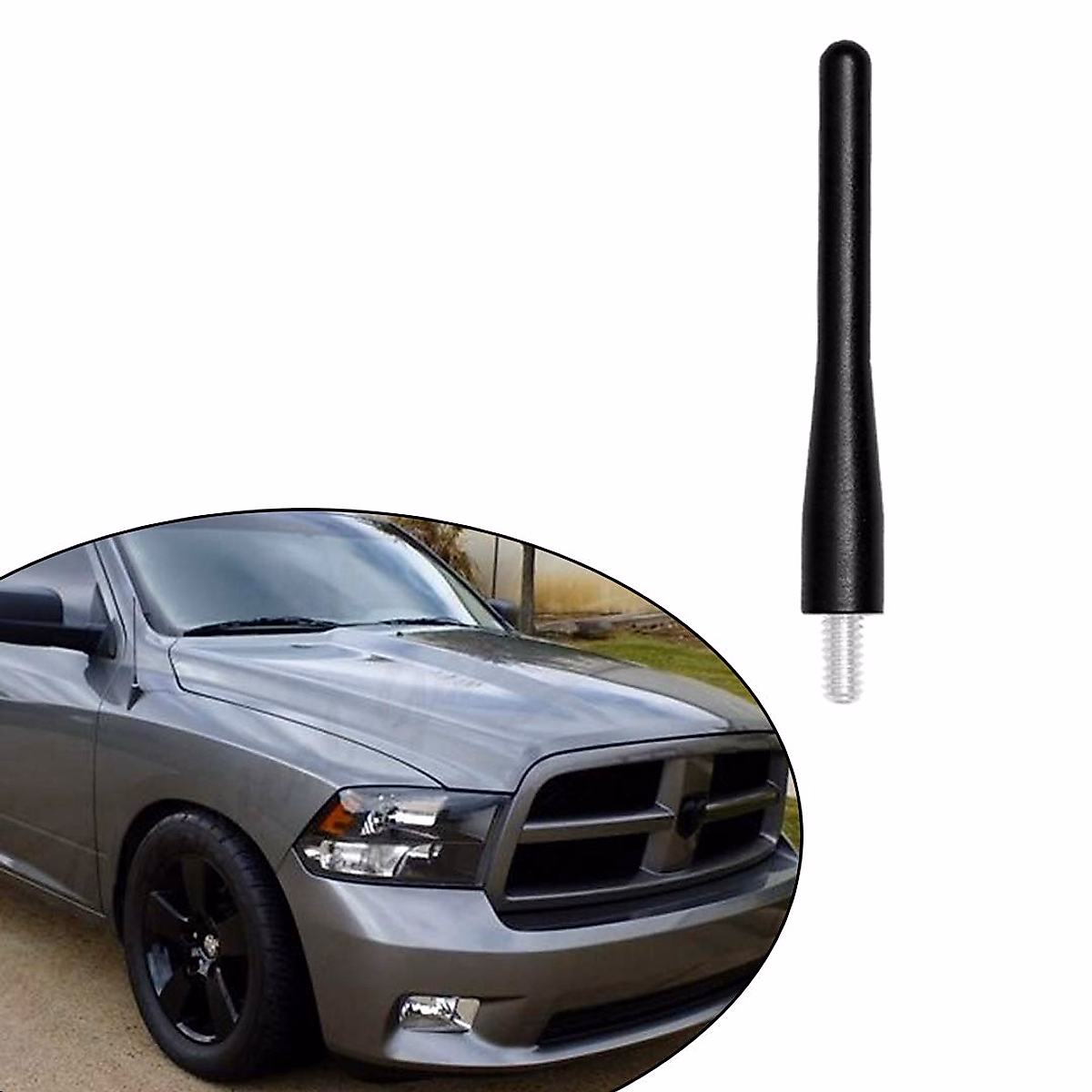 Short Antenna for Dodge RAM Trucks, Radio Antenna Compatible with 2009-2024 Dodge RAM 1500 Trucks Pickups, 3.6" Low Profile Antenna Replacement for RAM Trucks, Direct Replacement, Mattle Black
