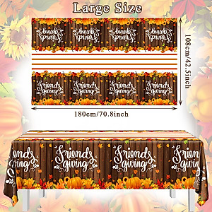 Gupesxu Friendsgiving Party Decorations - 3pcs Friendsgiving Tablecloth Fall Maple Leaves Pumpkin Friendsgiving Table Cover for Friendsgiving Autumn Fall Party Decorations Thanksgiving Party Supplies