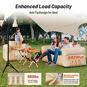喜马拉雅 Inflatable Couch for Camping Inflatable Sofa with 120V Electric Air Pump -1000D Oxford -3-Layer Design -880lb Weight Capacity Camping Accessories (Double)