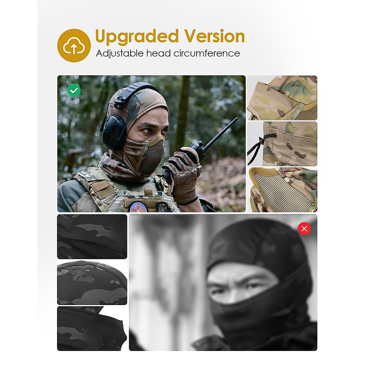 OneTigris Balaclava Mesh Mask, Ninja Tactical Mask with Full Face Protection for Outdoor