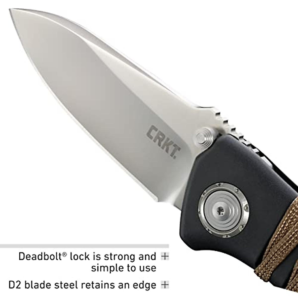 Columbia River Knife & Tool Parascale EDC Folding Pocket Knife with Deadbolt Lock, Heavy Duty Everyday Carry, Drop Point Satin Blade, Cord-Wrapped Handle, Thumbstud 6235