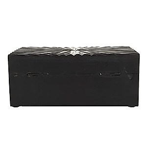 CosmoLiving by Cosmopolitan Wood Geometric Box with Hinged Lid, Set of 2 10", 8"W, Black