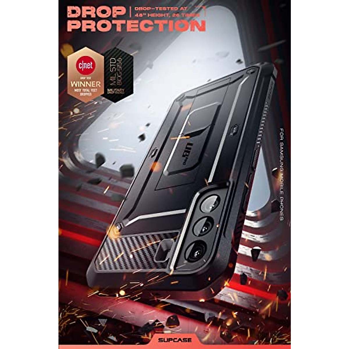 SupCase Unicorn Beetle Pro Series Case for Samsung Galaxy S22 5G (2022 Release), Full-Body Dual Layer Rugged Belt-Clip & Kickstand Case Without Built-in Screen Protector (Black)