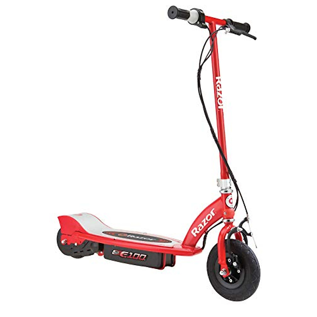 Razor 13111260 E100 Electric Scooter (Red) & E200 Electric Scooter for Kids Ages 13+ - 8 Pneumatic Tires, 200-Watt Motor, Up to 12 mph and 40 min of Ride Time, for Riders up to 154 lbs
