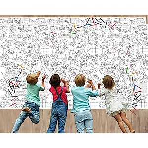Wiooffen 2pcs Giant Thanksgiving Coloring Tablecloth Posters Activity 82”x 47” for Kids, Autumn Big Fall Paper Color-in Poster Table Cover Arts and Crafts for Kids Preschool Kindergarten Classroom