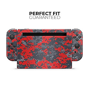 Design Skinz - Compatible with Nintendo Switch OLED Console Bundle - Skin Decal Protective Scratch-Resistant Removable Vinyl Wrap Cover - Red and Gray Digital Camouflage