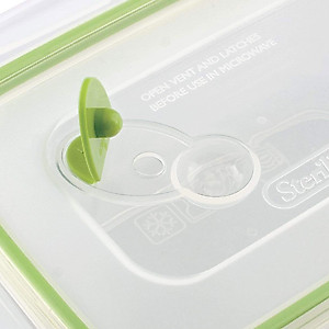 STERILITE 0311 Ultra Seal 3.1 Cup Rectangle Food Storage Container, Clear Green, See Through Lid & Base With New Leaf Accents