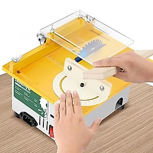 Huanyu Mini Table Saw Upgraded 300W 9000RPM Precision Multifunctional Table Saws Woodworking Lathe Polishing Bench Handmade Adjustable Blade Model Electric Portable Cutting Saw For DIY Crafts (Group1)