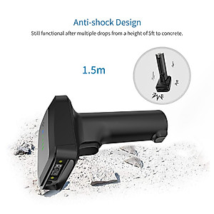 Alacrity Bluetooth Barcode Scanner Wireless 1D Laser Barcode Reader with Battery Level Indicator, 3 in 1 Bluetooth & 2.4GHz Wireless & USB Wired Bar Code Scanner