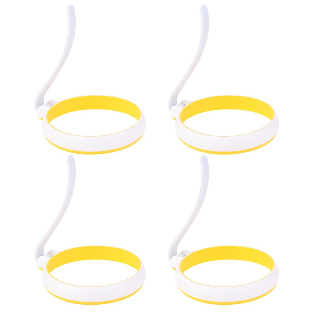 PRETYZOOM 4pcs Silicone Egg Ring, 5 Inches Profession Egg Ring Set, Nonstick Egg Rings With Handle Fried Egg Ring for Omelette, Pancake, Kitchen Cooking Tool