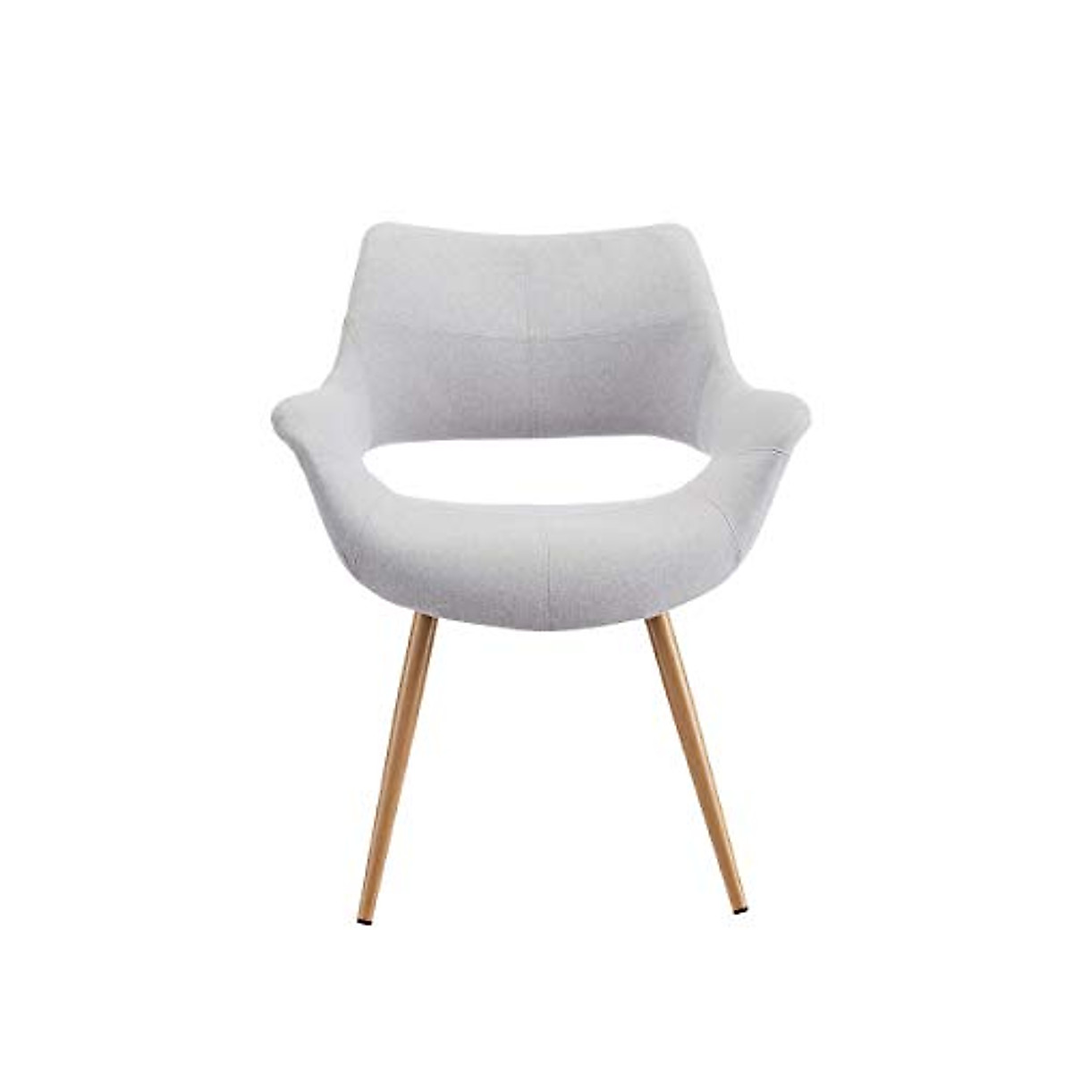 CangLong Upholstered Dining Accent Arm Chairs with Natual Color Metal Legs for Kitchen, Dining, Living, Guest, Bed Room, Set of 1, Grey