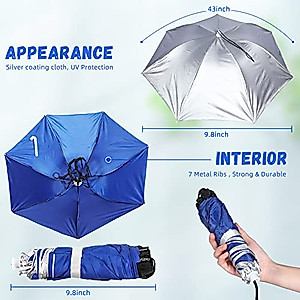 Sanwuta 5 Pcs Fishing Umbrella Hat 37 Inches Large Head Umbrella Folding Hands Free Umbrella Adjustable Elastic Wearable Umbrella for Fishing Camping Gardening Outdoor Golf