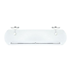 MODONA 20" Frosted Glass Shelf with Pre-Installed Rail - White Porcelain & Chrome - Arora Series - 5 Year Warrantee