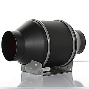 Tasyfan Black Round Inline Exhaust Duct Fan with Variable Speed Controller for Indoor Garden Ventilation (4 Inch)