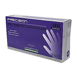 Adenna PCS776 Precision 4 mil Powder-Free Nitrile Exam Gloves, Medical Grade, Blue-Violet, Large, Box of 100