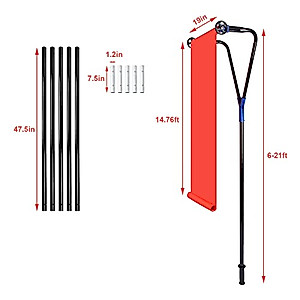 FIXM 6-21FT Roof Snow Rake with 19 inches Milling Cutter and 3 Inches Wheels, Durable Snow Roof Rake Snow Removal Tool with Slide for Pitched Roof and Shingle Roof