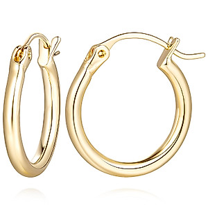 GIORGIA GIBBS 14K Gold Hoop Earrings for Women Trendy Well-polished Finish Round Fine Jewellery Brass with 14K Gold