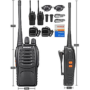 Baofeng BF-888S walkie Talkie, 2-Pack Long Range Ham Two-Way Radio with Earpiece UHF 400-470Mhz Interphone for Hiking Camping, Charger and Battery Included