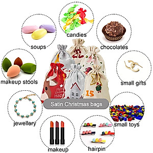 ARPADAMO 24 Pieces Christmas 24 Days Advent Calendar Bags-2024 Christmas Countdown Calendar Christmas Drawstring Gift Bags-Reusable DIY Makeup Advent Calendar Set-for Home Party Decoration Gift