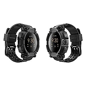 SUPCASE Unicorn Beetle Pro Series Case for Google Pixel Watch 41mm (2022), Rugged Protective Case with Strap Band (Black)