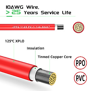 Bateria Power 100FT Red+Black10AWG Solar Extension Cable + SAE Extension Cable 10 Feet SAE to SAE Quick Disconnect Connector for Outdoor Automotive RV Boat Marine Solar Panel