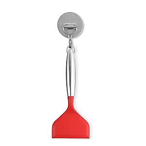 halteoly Silicone Spatula with Stainless steel Handle, Fish Spatula for Cooking Pancake Solid Turner, Nonstick Heat-Resistant Wide Flat Tamagoyaki Spatulas for Egg Tamales Pizza (Black)