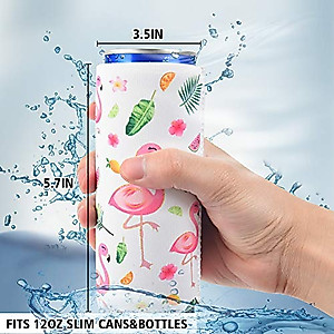 Neoprene Slim Can Sleeves - Set of 12 Can Sleeves Beer Soda Drink Coolies Caddies Collapsible Reusable Thermocoolers for Weddings Bridal Shower Birthday Bachelorette Parties