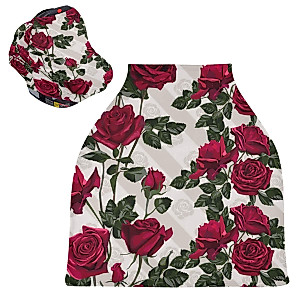 Nursing Cover Baby Car Seat Covers Carseat Canopy (Red Rose Flowers)