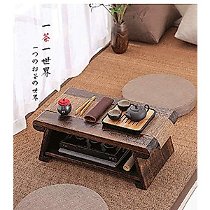 CHABUDAI Japanese Antique Tea Table Folding Legs Asian Floor Low Tea Table Wood (Middle: 68x35x28cm, ONE)