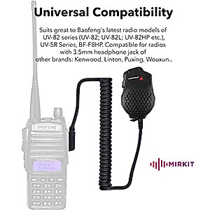 Original Baofeng Mic for UV-82 Speaker Mic Compatible with Baofeng Radios: UV-82HP, UV-82L, UV-5R Series and All Ham Radio Dual PTT Design with K2 Plug