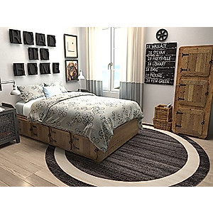 Unique Loom Del Mar Collection Area Rug - Maria (7' 10" Round, Black/ Ivory)