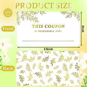 Kosiz 200 Pcs Blank Coupon Cards Gift Certificates for Small Business, 3.5 x 2 DIY Redeem Voucher Cards Services Coupon for Birthday Spas Hair Salons Restaurants